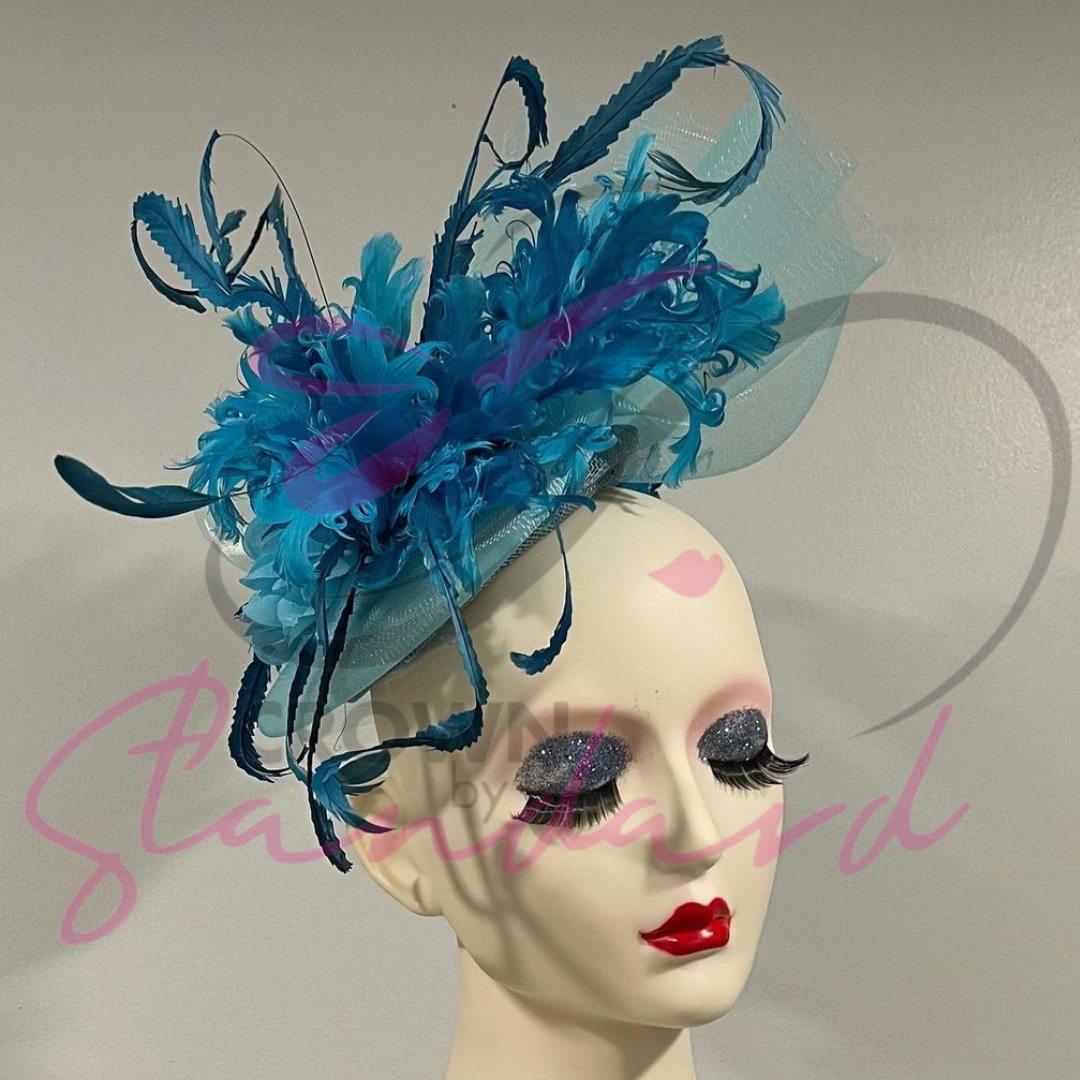 Blue-Feathered Fascinator – Crown By Standard