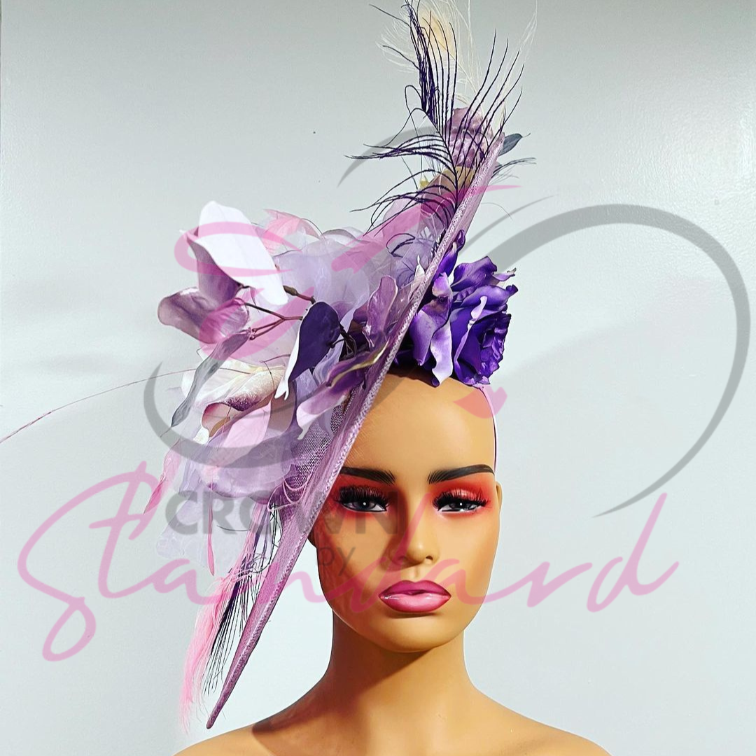 Lavender Fascinator with Large Flower – Crown By Standard